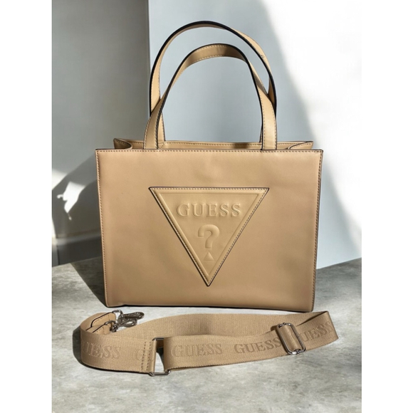 Guess | Bags | Guess Beige Satcheltote Bag Square Shape Large Guess ...